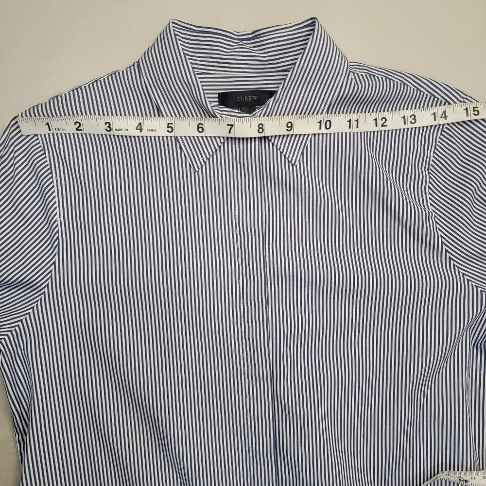 J. Crew | Tops | J Crew Stripe Tunic Button Up Shirt Blue White ...